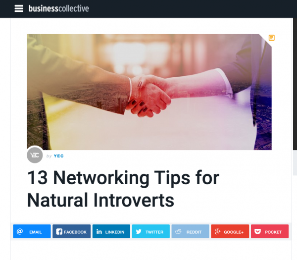 John Rampton Offers a Networking Tip for Natural Introverts on the Business Collection - Due