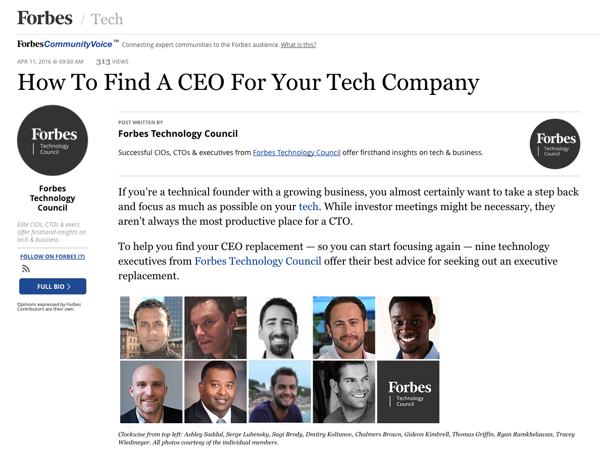Due CTO and Forbes Tech Council Member Shares how to Find a CEO for ...